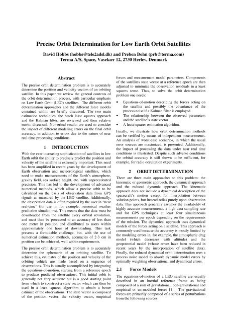Precise Orbit Determination For Low Earth Orbit Satellites