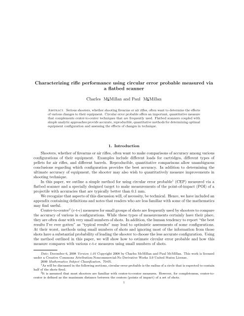 Characterizing rifle performance using circular error probable ...