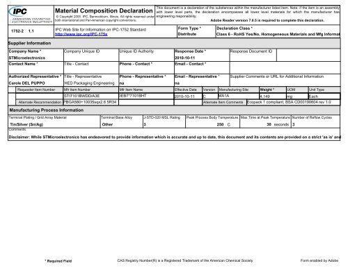 Material Composition Declaration - STMicroelectronics