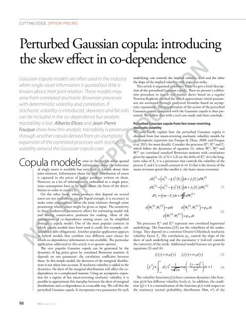 Perturbed Gaussian copula - Risk.net