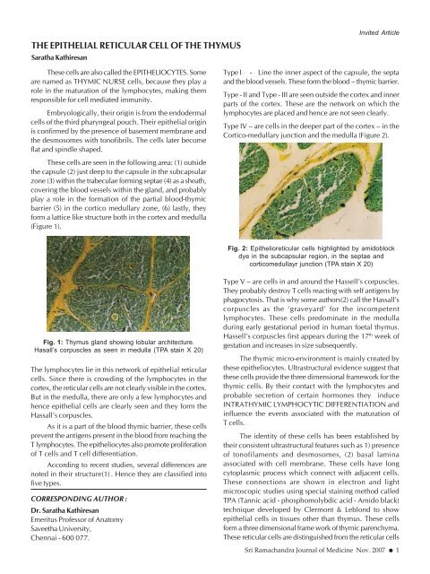 The Epithelial Reticular Cell of the Thymus - Sri Ramachandra ...