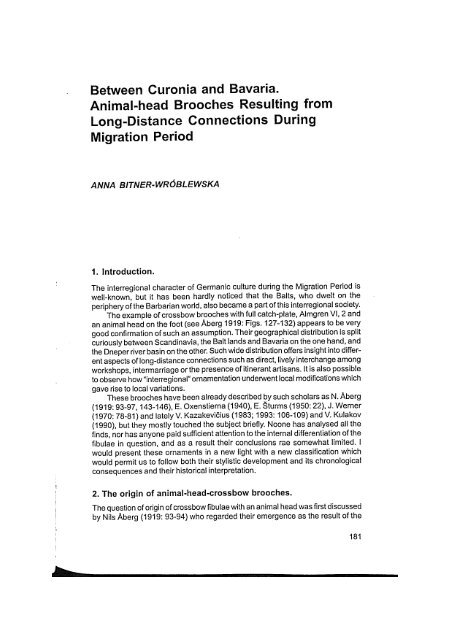 Between Curonia and Bavaria. Animal-head Brooches Resulting ...