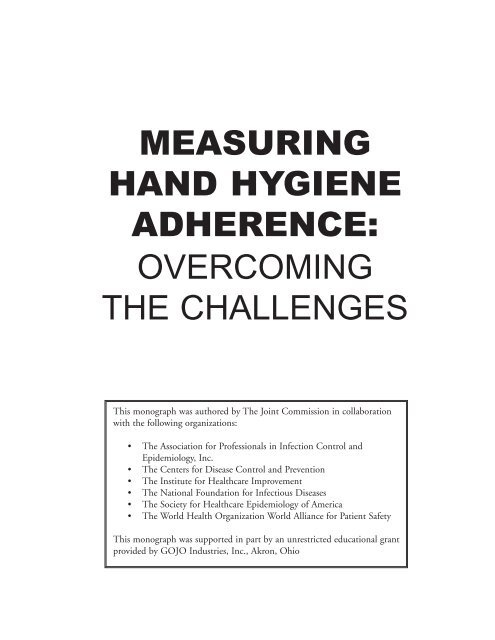 MEASURING HAND HYGIENE ADHERENCE ... - Joint Commission