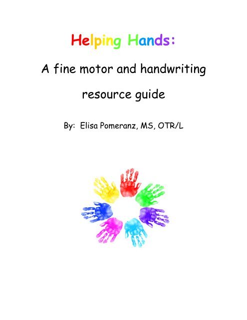 Helping Hands - A fine motor and handwriting resource - Oceanside ...