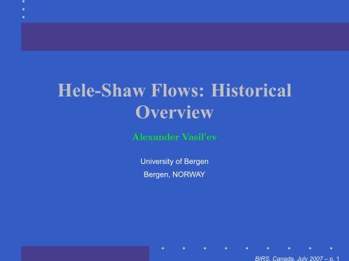 Hele-Shaw Flows: Historical Overview