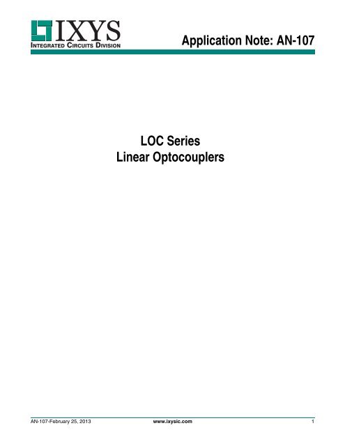 Application Note: AN-107 LOC Series Linear Optocouplers