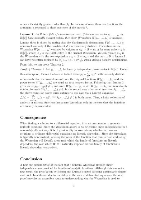 The Wronskian It is not u