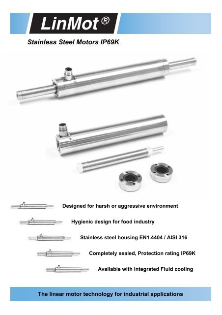 Stainless Steel Motors IP69K Linear Motors Stainless Steel IP69K