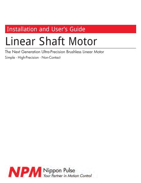 Linear Shaft Motor Install Guide - Nippon Pulse
