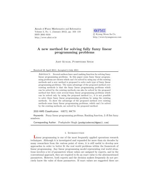 A New Method For Solving Fully Fuzzy Linear Programming Problems