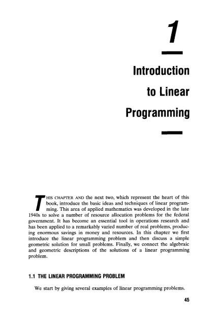 Introduction To Linear Programming