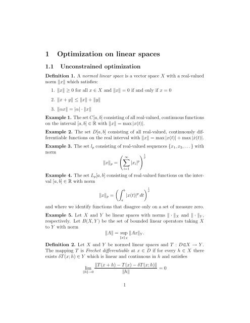 1 Optimization on linear spaces - Control and Dynamical Systems
