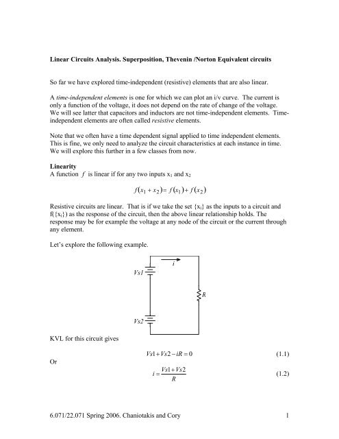 Linear Circuits Analysis