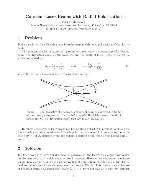 Gaussian Laser Beams with Radial Polarization - Physics ...