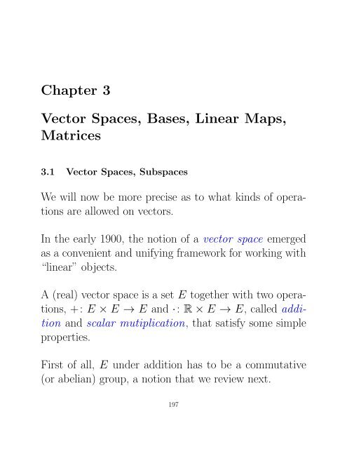 Chapter 3 Vector Spaces, Bases, Linear Maps, Matrices - Computer ... Chapter 3 Vector Spaces, Bases, Linear Maps, Matrices - Computer ...