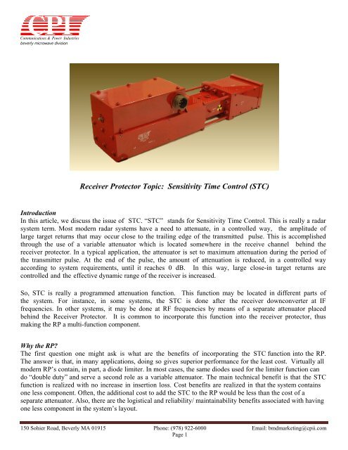 Receiver Protector Topic: Sensitivity Time Control (STC)