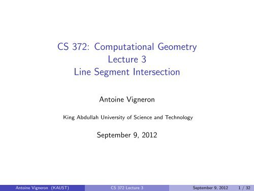 Line Segment Intersection Geometric Algorithms Group King