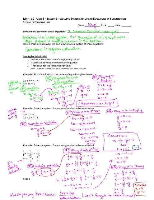 Lesson 3 Solving Substitution