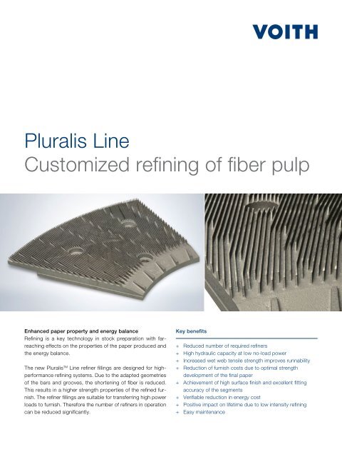 Pluralis Line Customized refining of fiber pulp - Voith