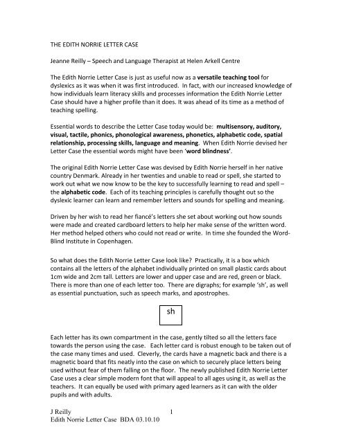 About the Edith Norrie Magnetic Letter Case - Helen Arkell Dyslexia ...