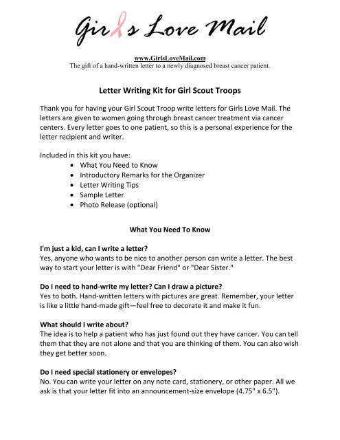Letter Writing Kit For Girl Scout Troops Girls Love Mail