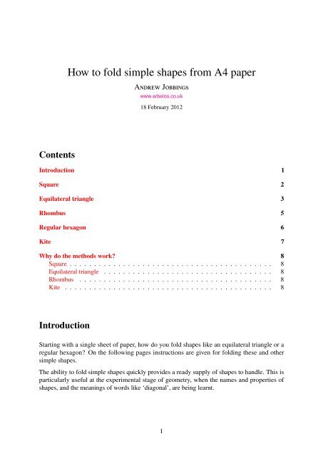 How to fold simple shapes from A4 paper - Arbelos