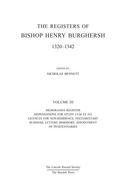 BISHOP HENRY BURGHERSH - Boydell & Brewer