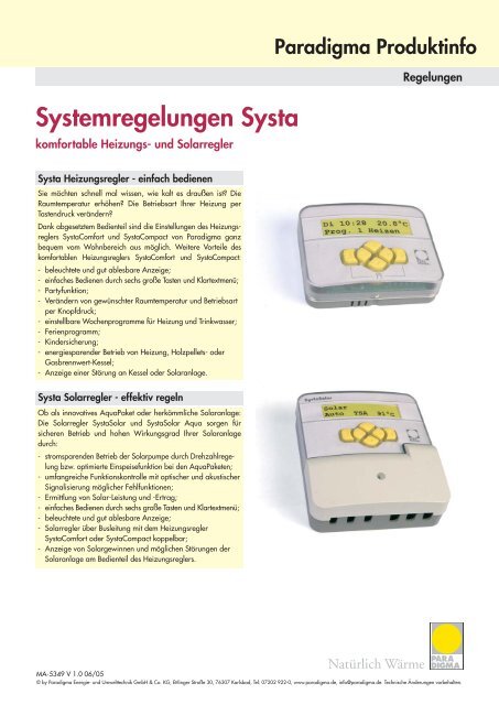 Systemregelungen Systa - Paradigma