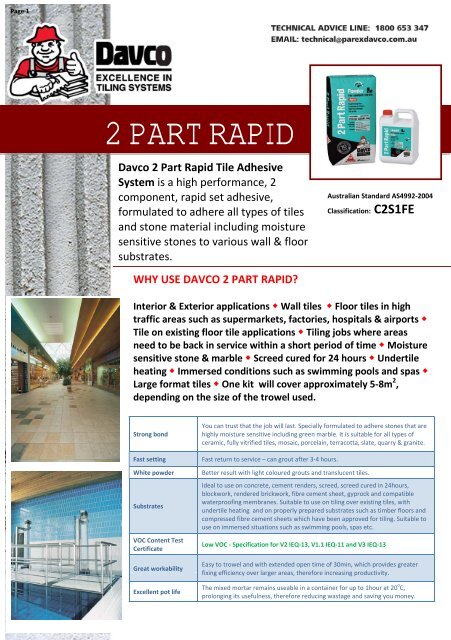 using Davco 2 PART RAPID