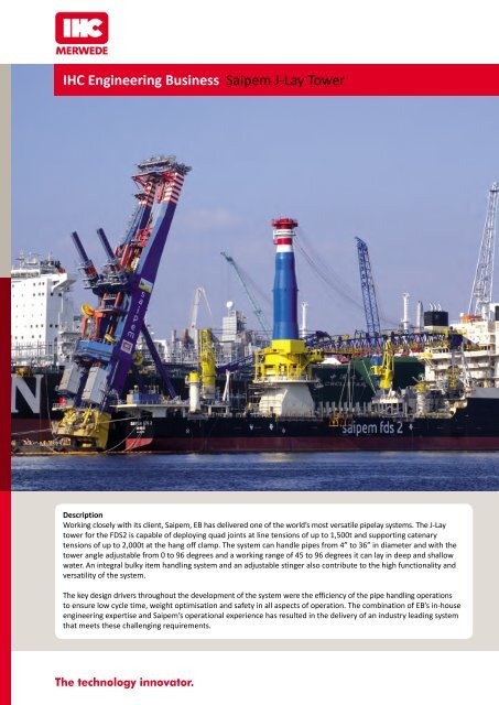 IHC Engineering Business Saipem J-Lay Tower