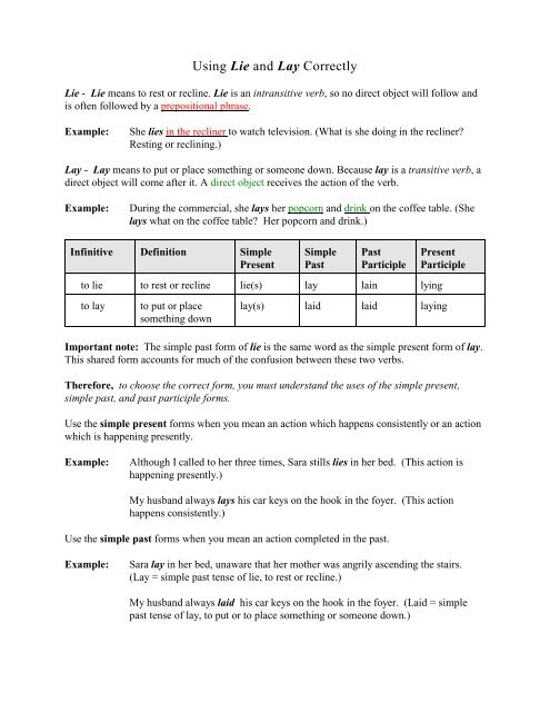 Using Lie and Lay Correctly