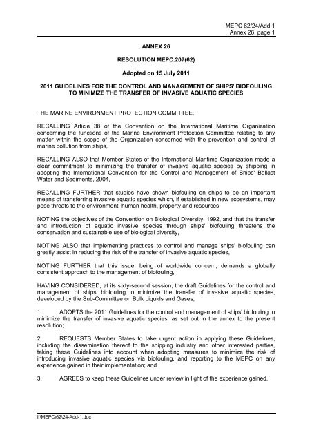 MEPC.207(62) - IMO