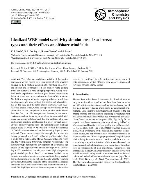 Idealized WRF model sensitivity simulations of sea breeze types and ...
