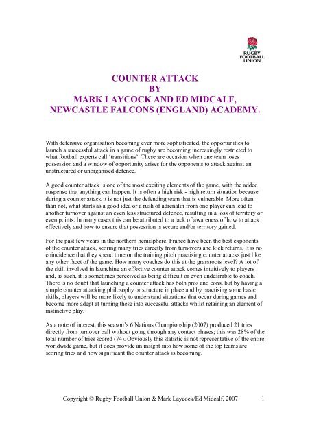 COUNTER ATTACK BY MARK LAYCOCK AND ED ... - RFU.com