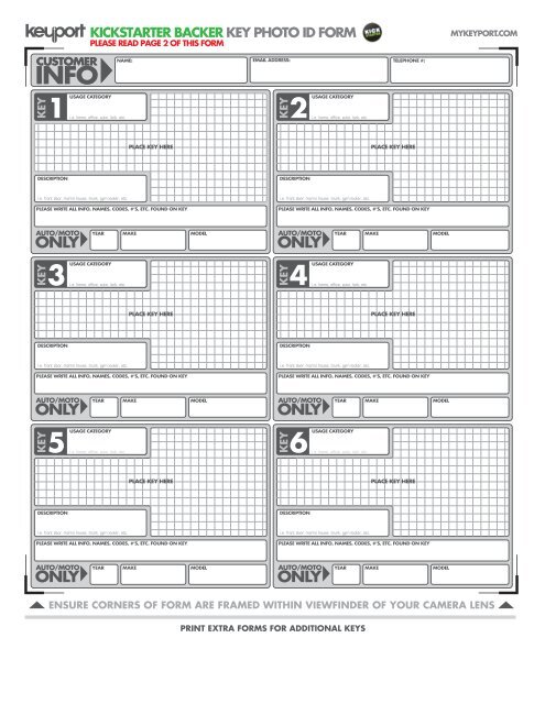 Key ID Form - Keyport