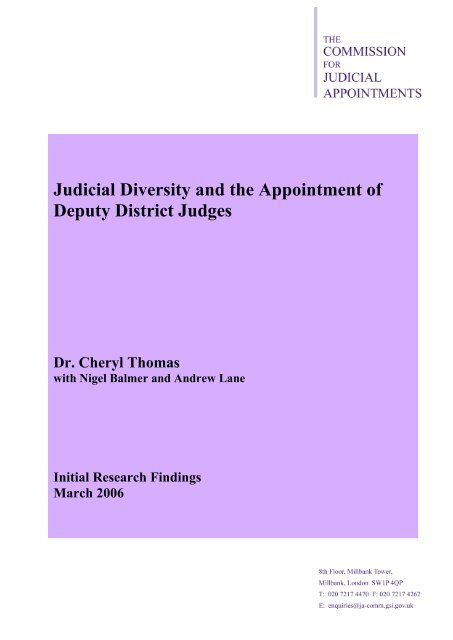 Judicial Diversity and the Appointment of Deputy District Judges - UCL