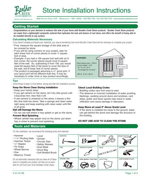 Stone Installation Instructions - Wall Tech Products