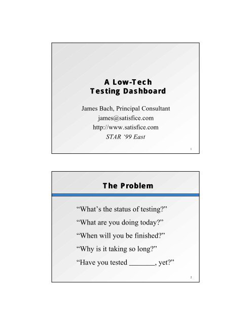 Low Tech Testing Dashboard
