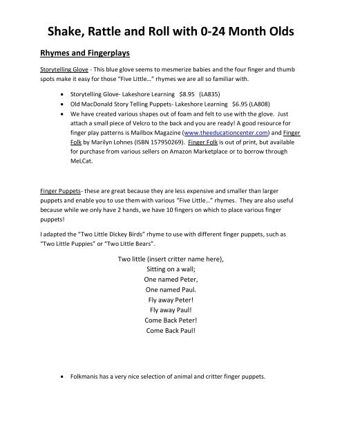 Shake, Rattle and Roll with 0-24 Month Olds