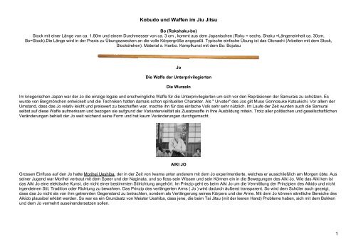 Kobudo und Waffen im Jiu Jitsu - Jiu Jitsu „Fusegi“