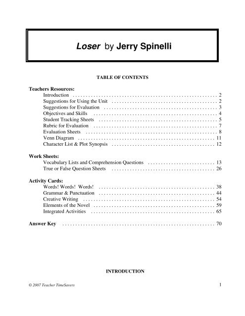 Loser By Jerry Spinelli Donald Zinkoff