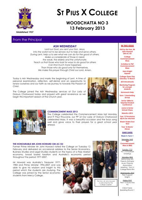 Week 3 - St Pius X College, Chatswood