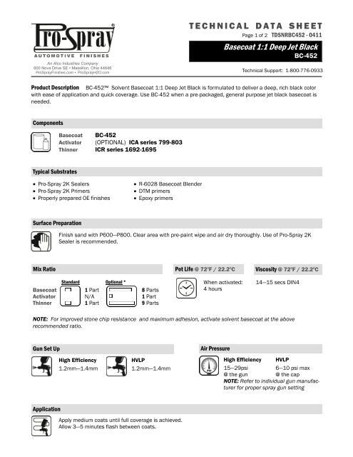 Basecoat 1:1 Deep Jet Black TECHNICAL DATA SHEET - Pro-Spray