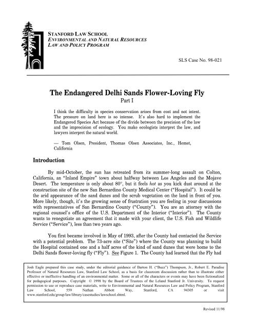 The Endangered Delhi Sands Flower-Loving Fly - Stanford University