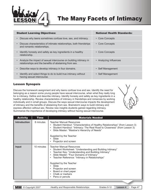 The Many Facets of Intimacy - Educational Materials Center