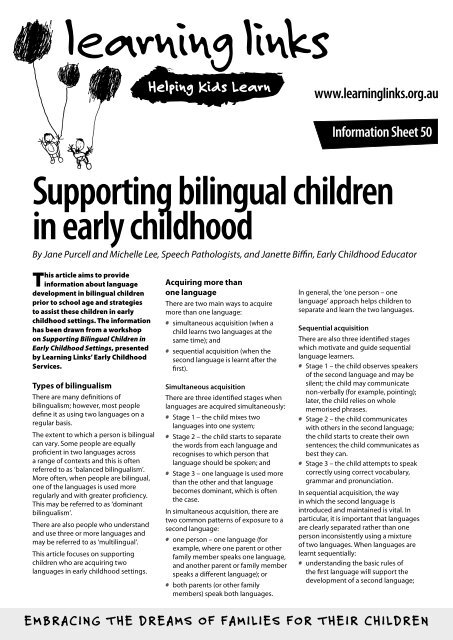 Supporting bilingual children in early childhood - Learning Links