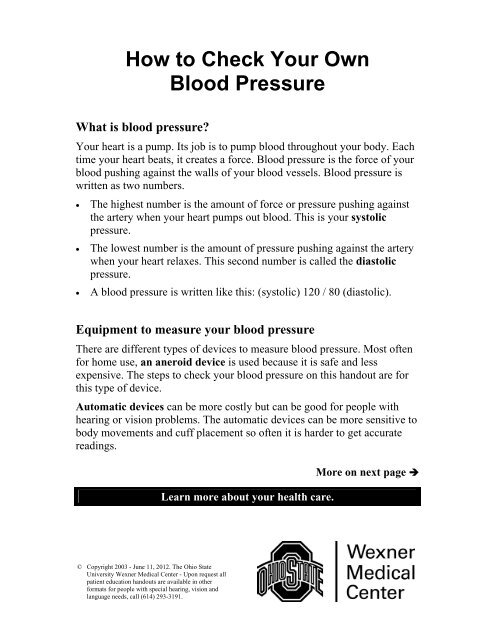 How to Check Your Own Blood Pressure - Patient Education Home