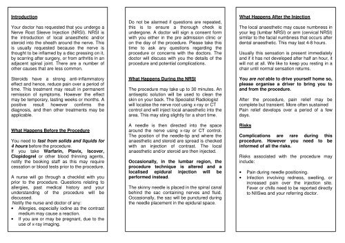 Nerve root sleeve injection Brochure - Welcome to the Neurological ...