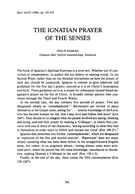 THE IGNATIAN PRAYER OF THE SENSES - The Way