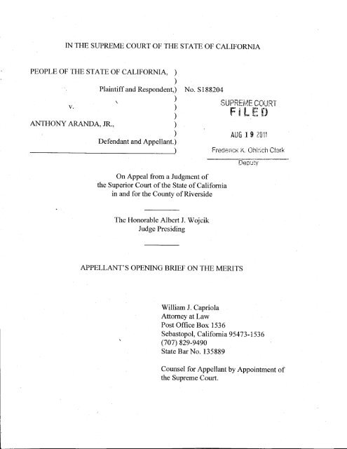 Appellant's Opening Brief on the Merits - California Courts - State of ...